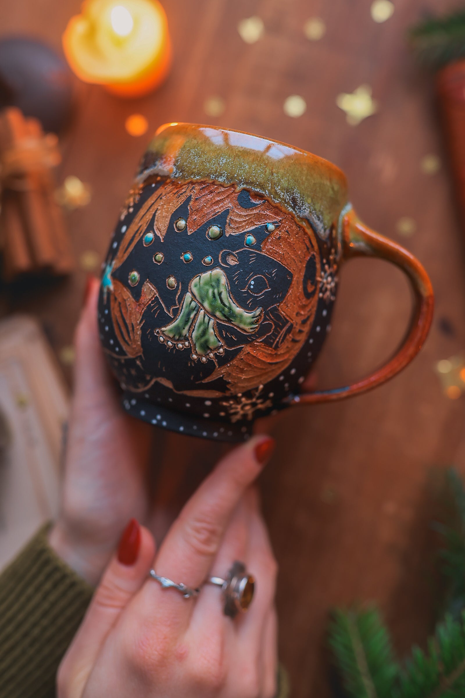 #9 Moonlit Busy Beaver Mug 14 oz – Pitch Pine Pottery